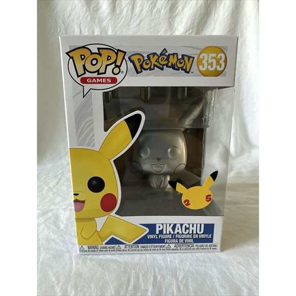 Funko | Toys | Funko Pop Games Pokemon Metallic Silver Pikachu 353 25th ...
